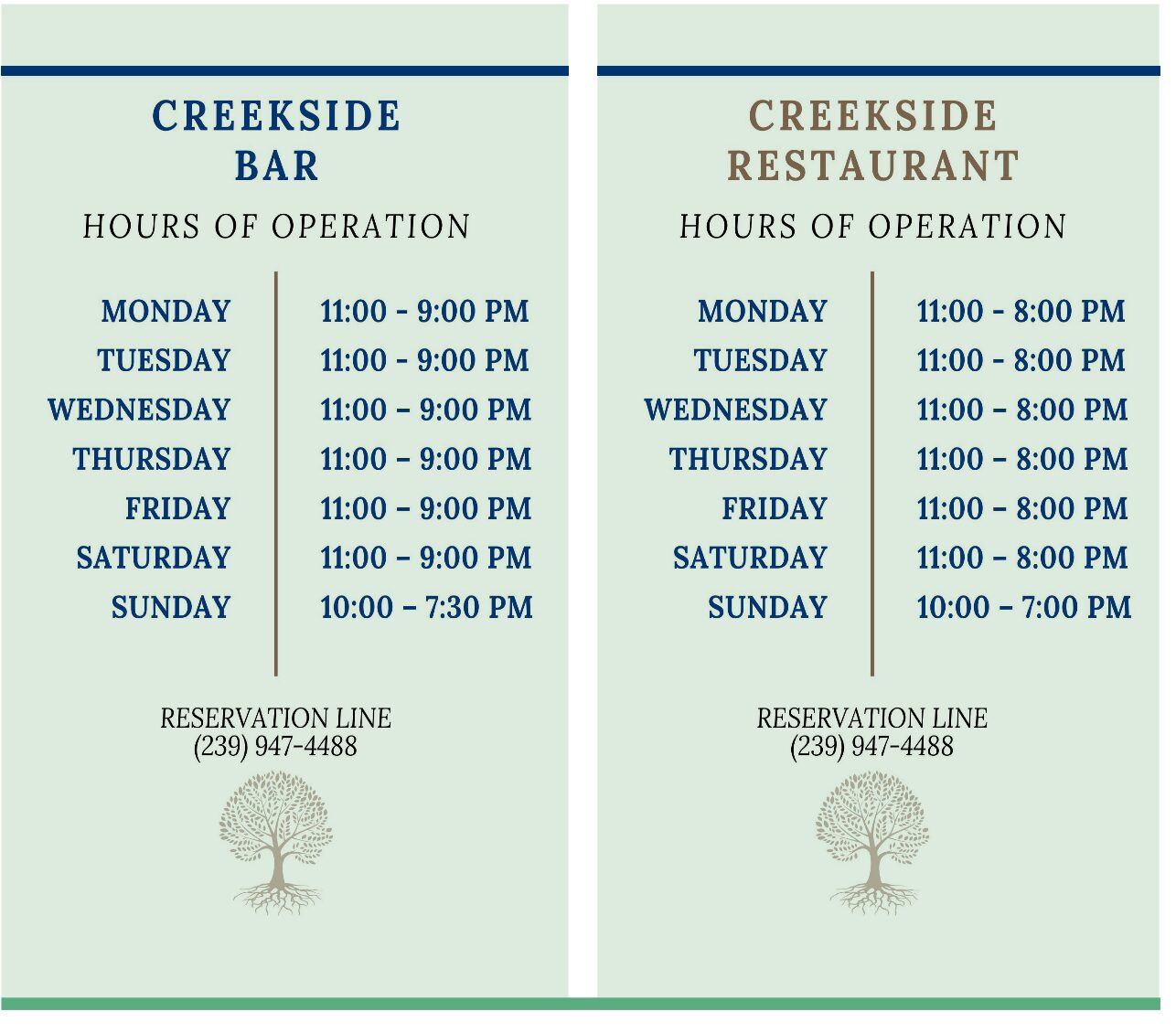 VCC Hours of Operation effective November 1, 2025 - Villages at Country ...